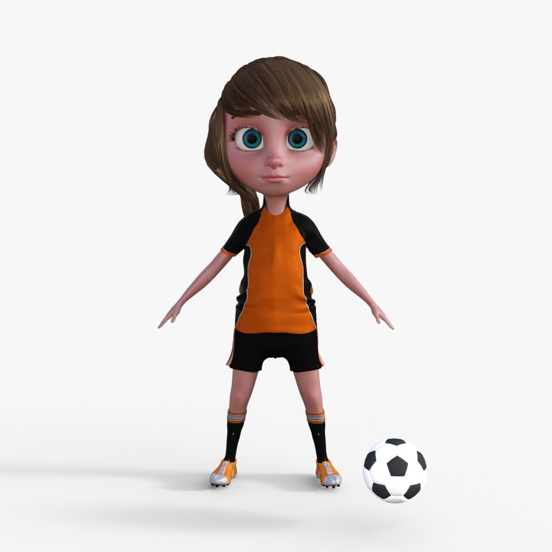 Cartoon Footballer Girl Rigged 3D - TurboSquid 1983745