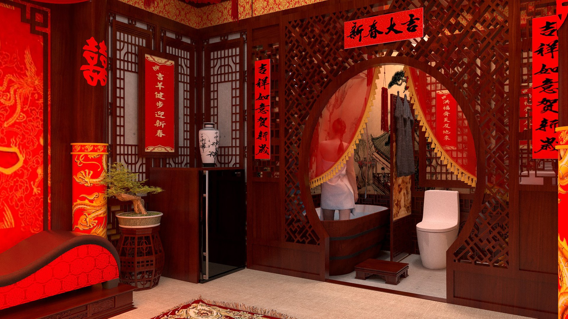 BEDROOM CHINESE 3D - TurboSquid 1836385