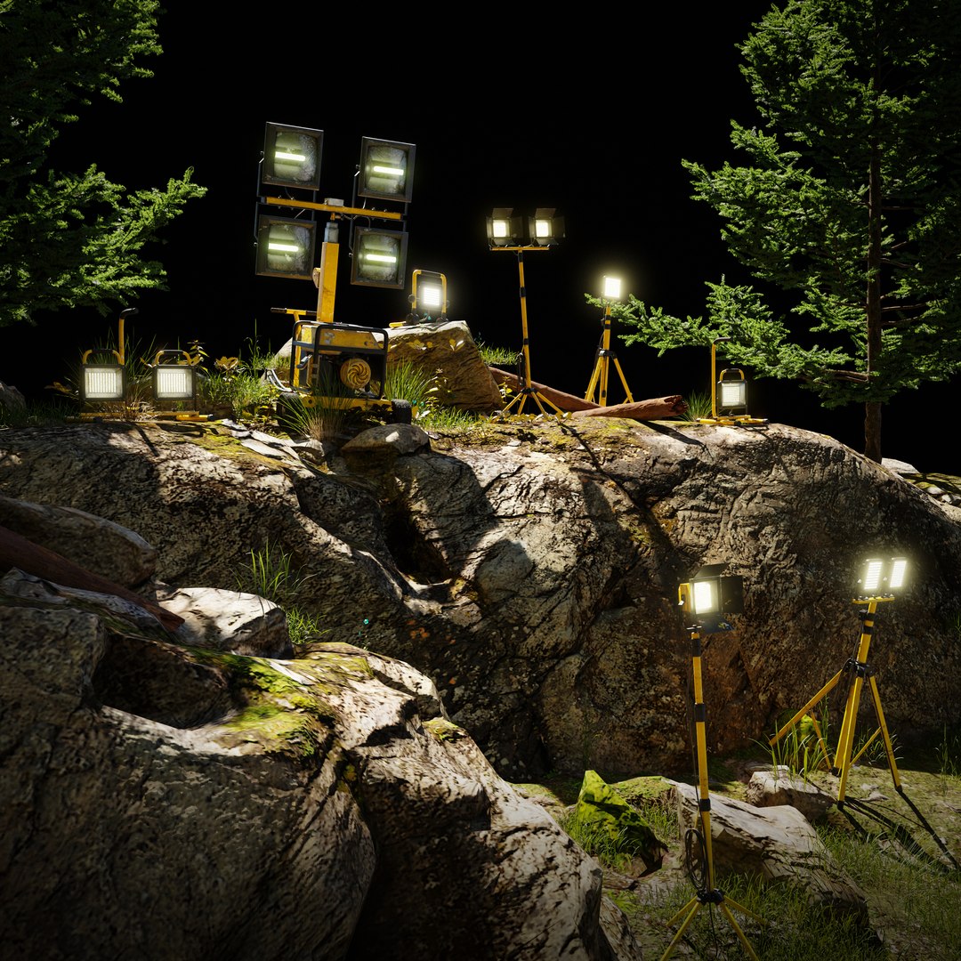 Flood Light Pack With Custom Textures 3D Model - TurboSquid 2095587