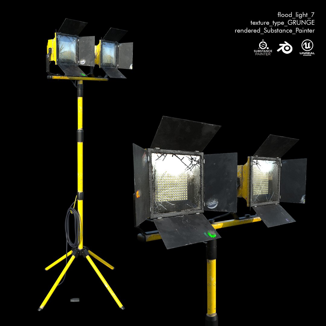 Flood Light Pack With Custom Textures 3D Model - TurboSquid 2095587