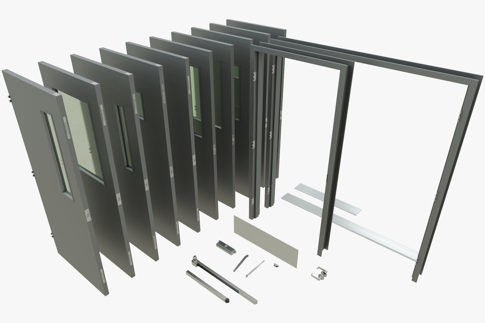 3D commercial steel doors model - TurboSquid 1575549