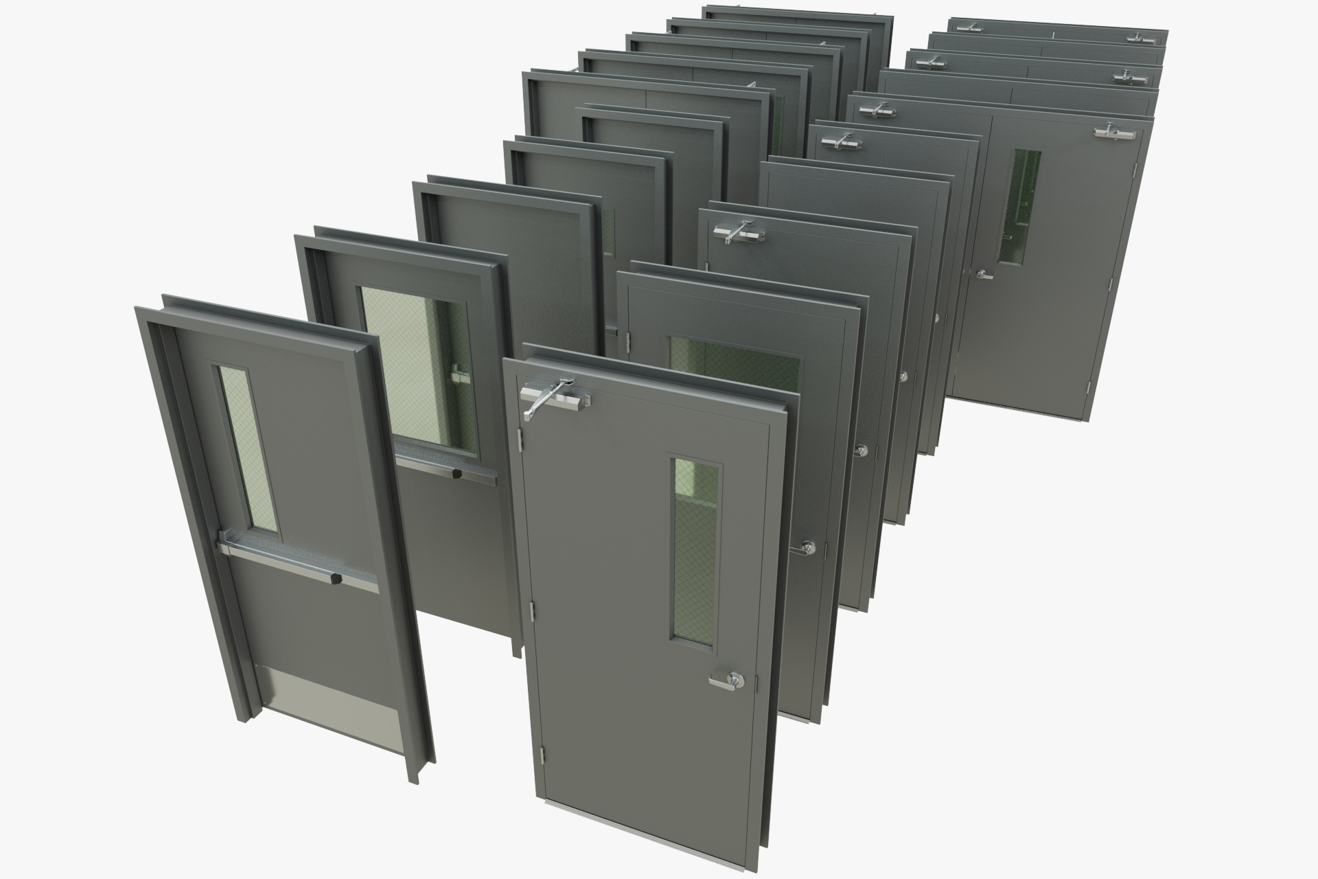 3D commercial steel doors model - TurboSquid 1575549