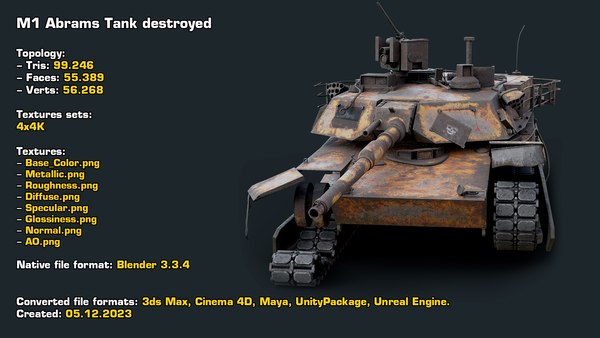 M1 에이브람스 파괴됨 3D 모델 - TurboSquid 2161220