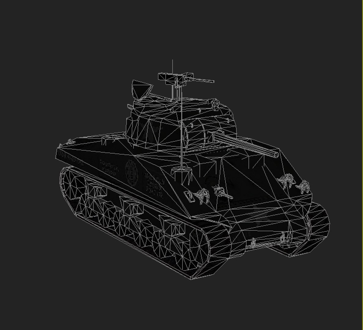 M4a3 Sherman Tank Low-poly 3d Model