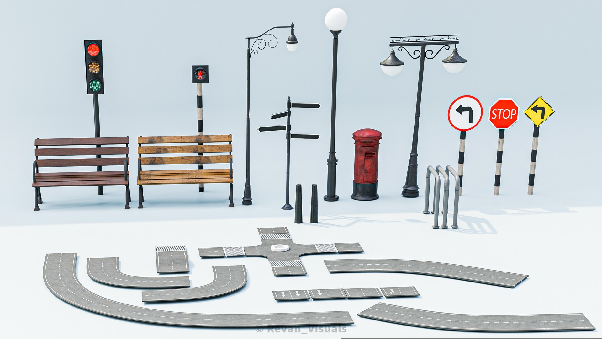 Modular Road Asset Pack Low-poly 3D Model 3D Model - TurboSquid 2337274