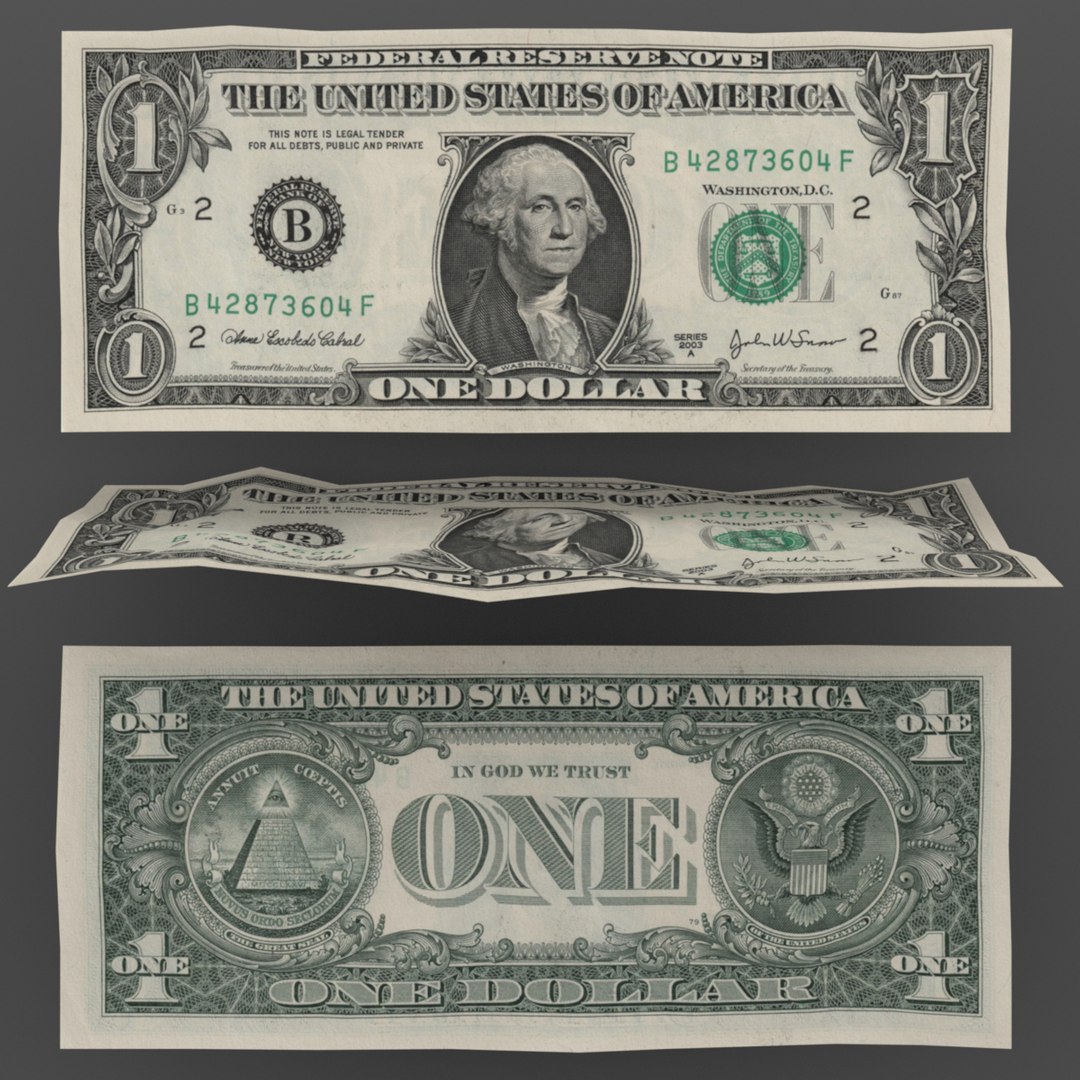 3d Dollars Mapped Banknote
