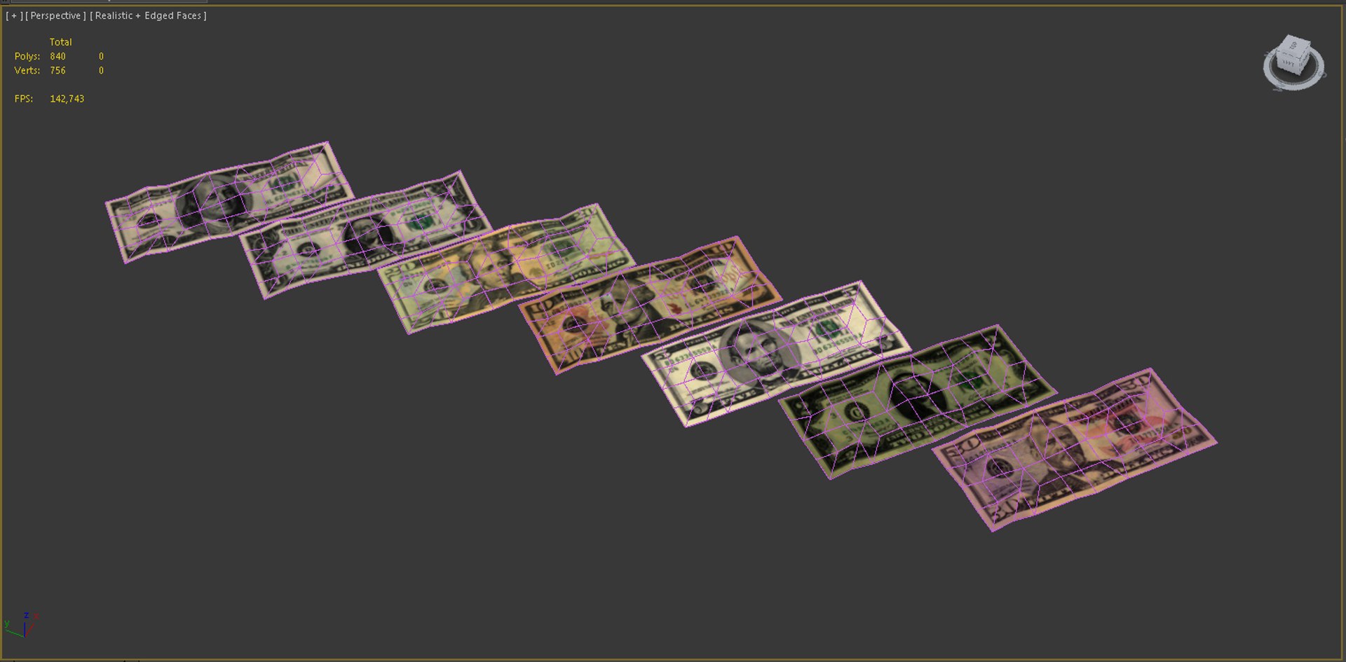 3d Dollars Mapped Banknote