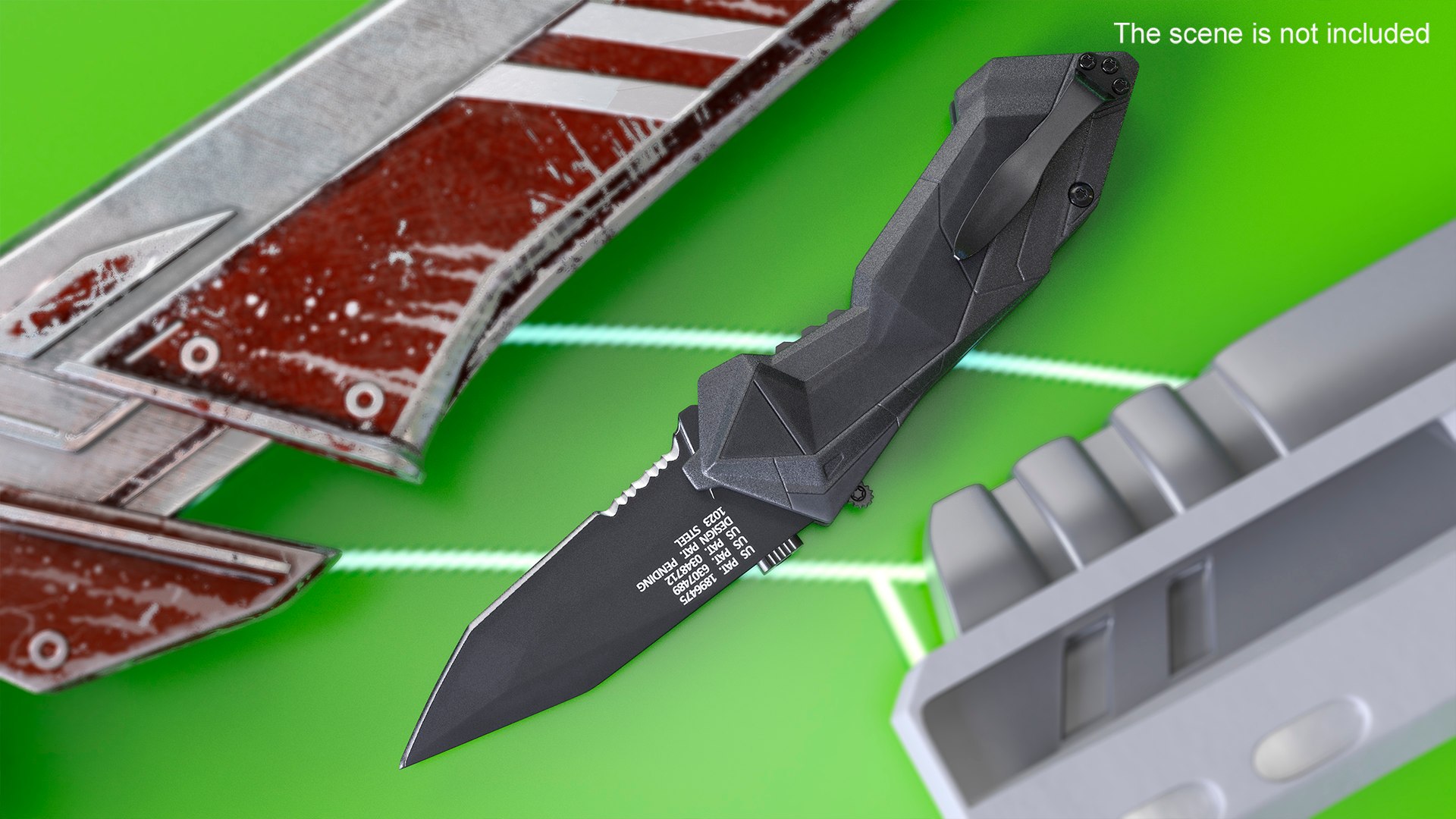 3D Sci-fi Folding Knife Schrade Black - TurboSquid 2177902