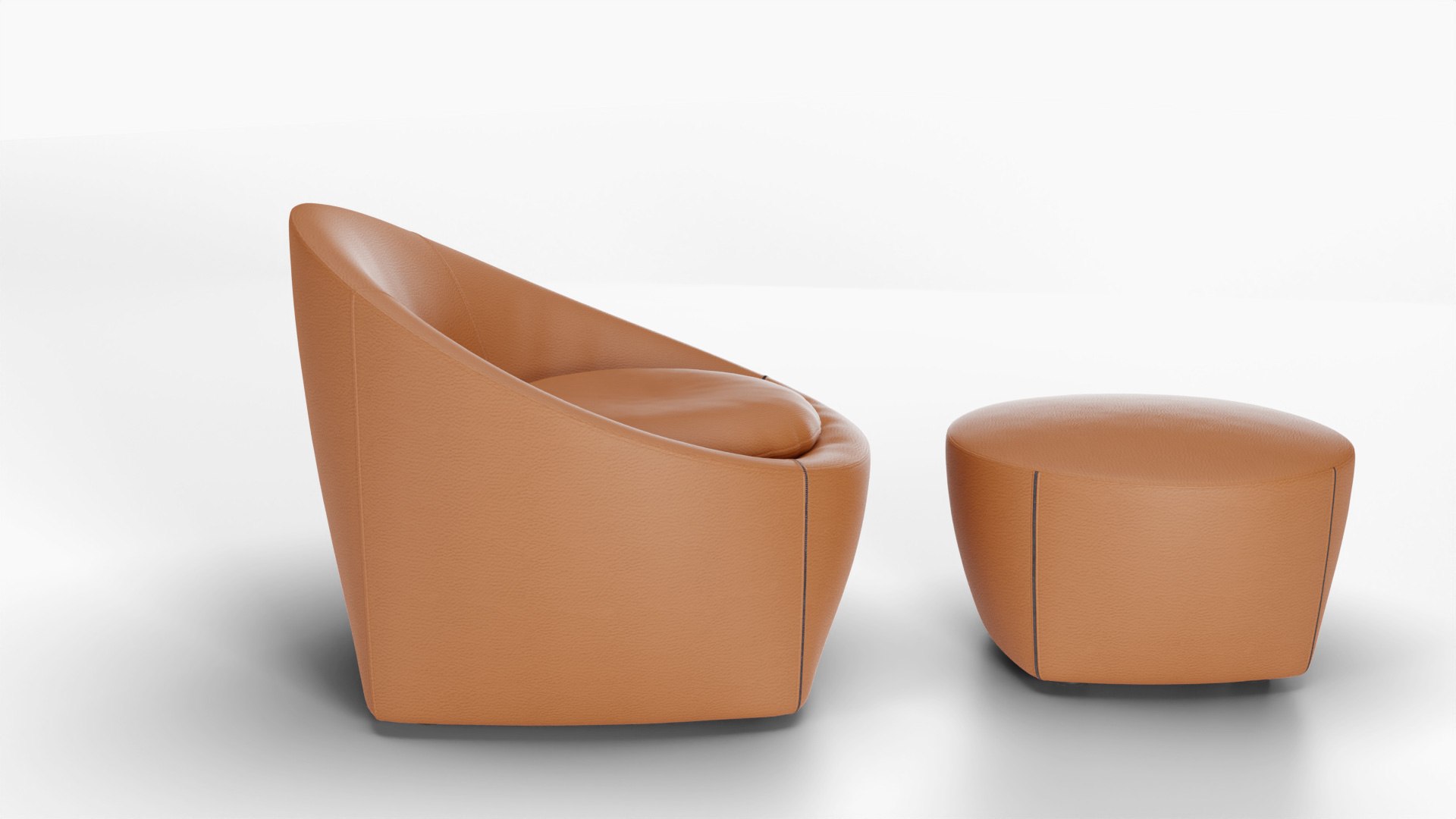 3D Brown Leather Sofa Chair Model - TurboSquid 2114507