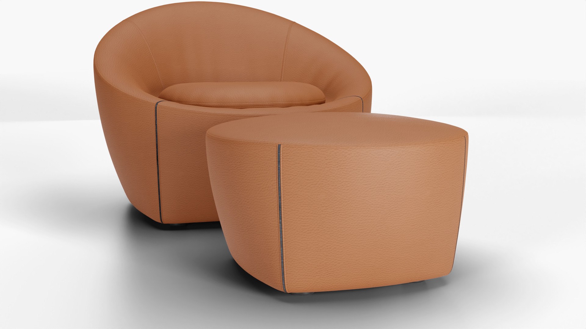 3D Brown Leather Sofa Chair Model - TurboSquid 2114507