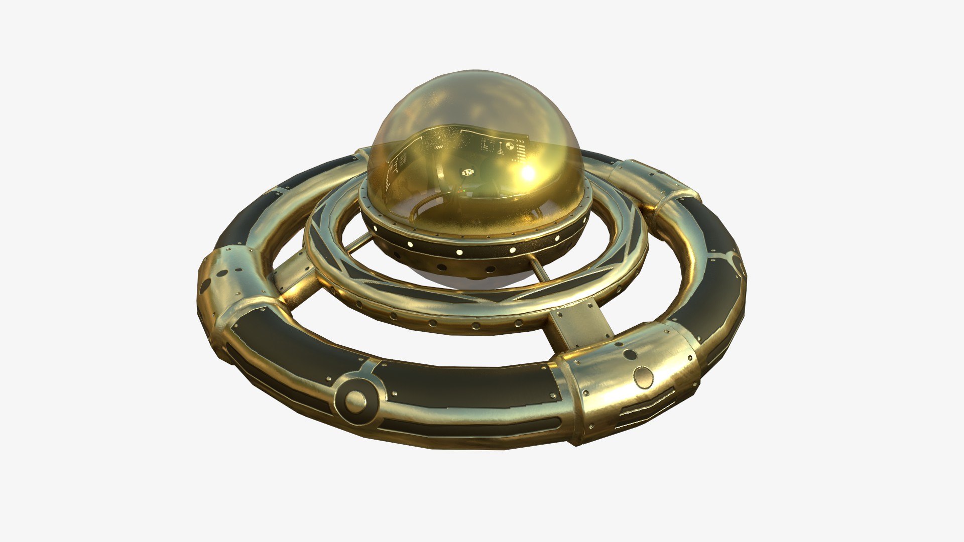 3D Alien Spaceship UFO E07 Gold - Sci Fi Spacecraft Design - TurboSquid ...