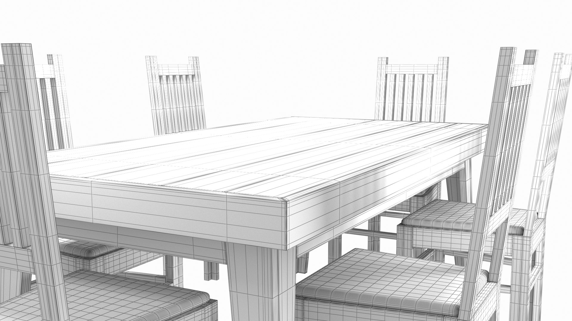 3D Wooden Dining TableSet - TurboSquid 1947029