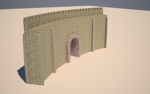 3d curved medievil castle gates model