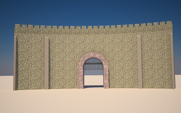 3d curved medievil castle gates model