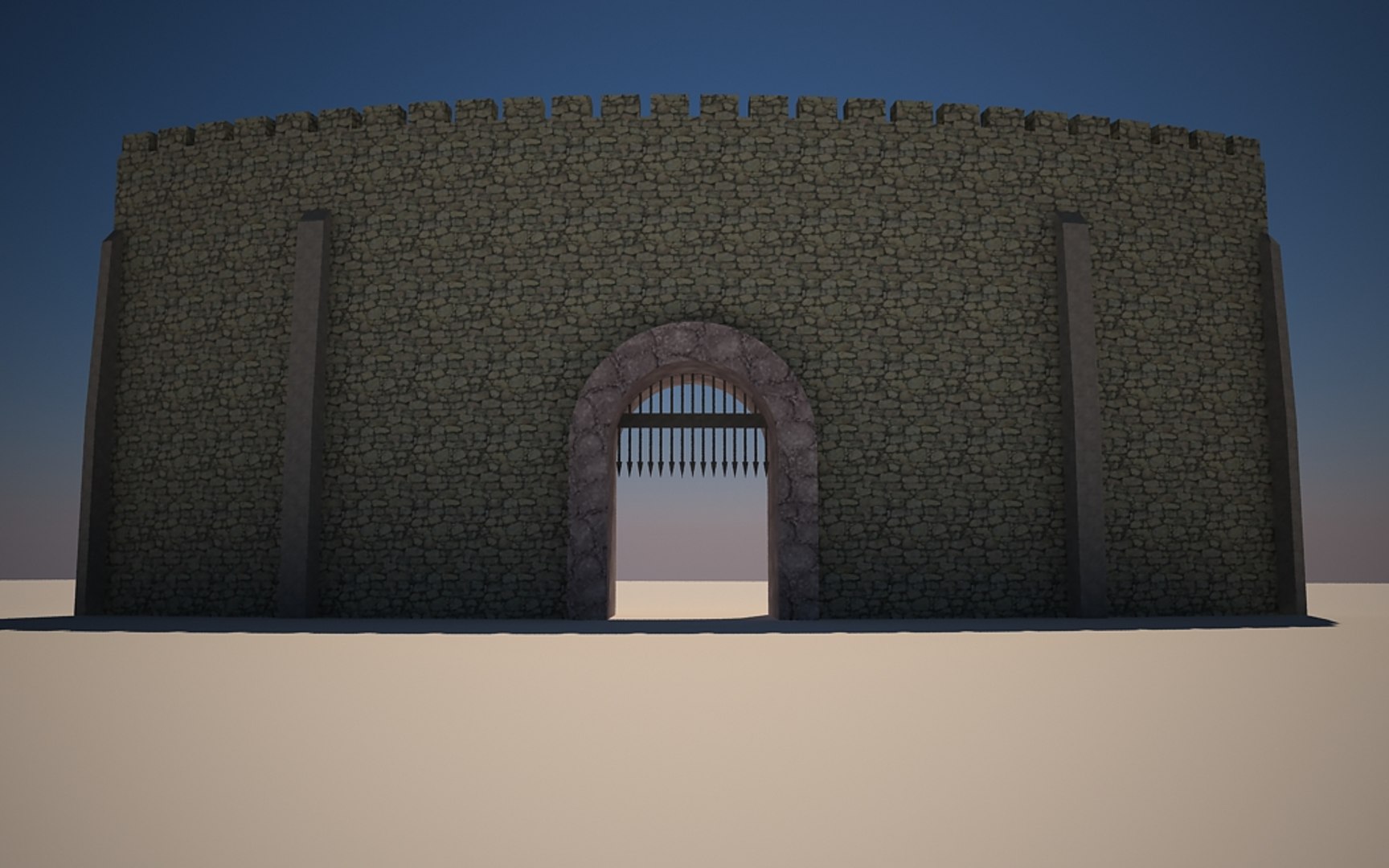 3d curved medievil castle gates model