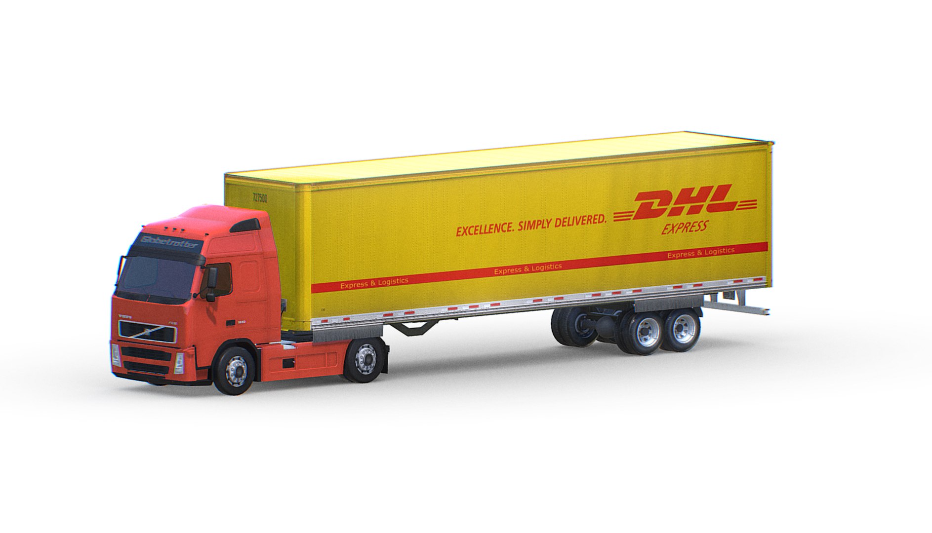 3D Volvo FH 12 DHL Semi-Trailer Truck - TurboSquid 2136885