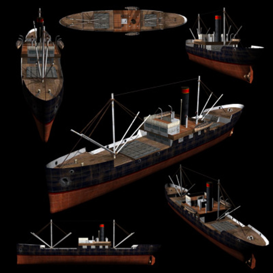 3d Model Steam Freighter Ww1