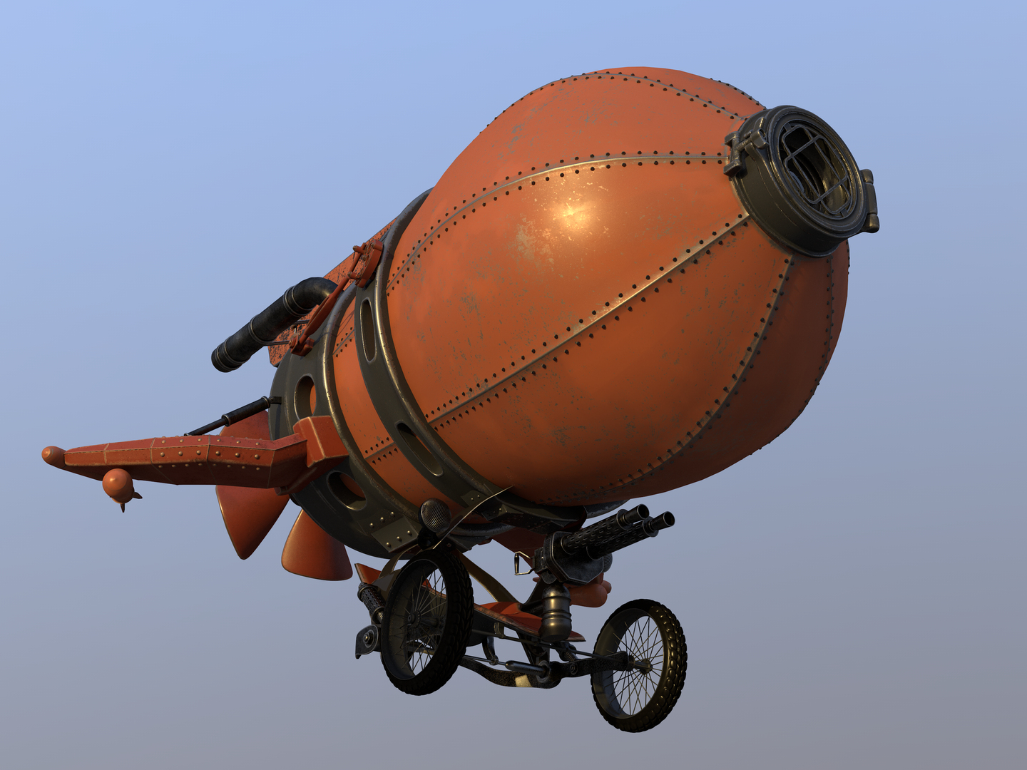 3d model battle red airship