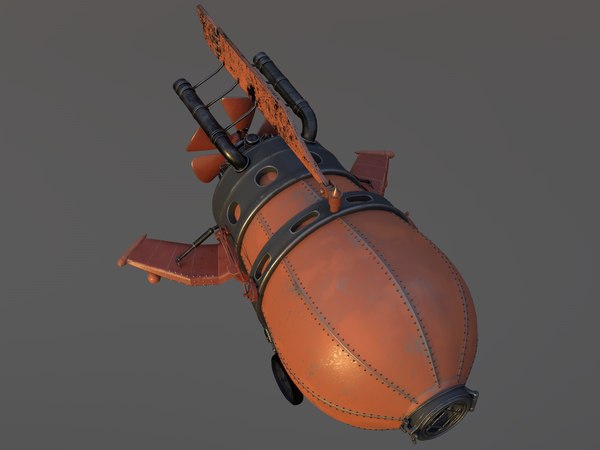 3d model battle red airship