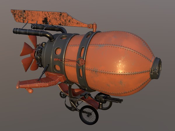3d model battle red airship