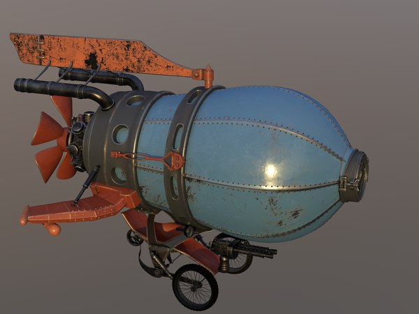 3d model battle red airship