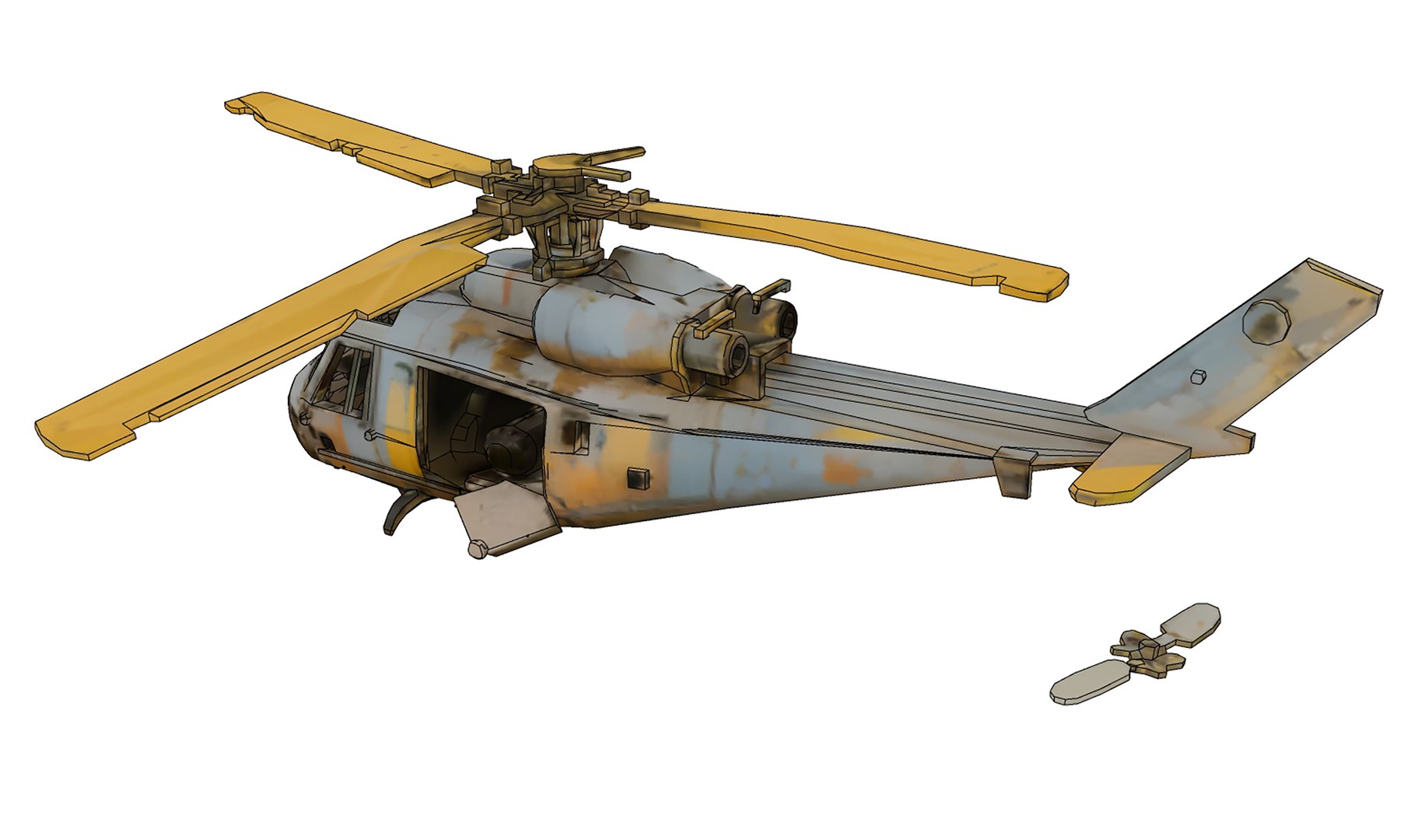 Rusty Old Helicopter In Wreckage 3D - TurboSquid 2456471