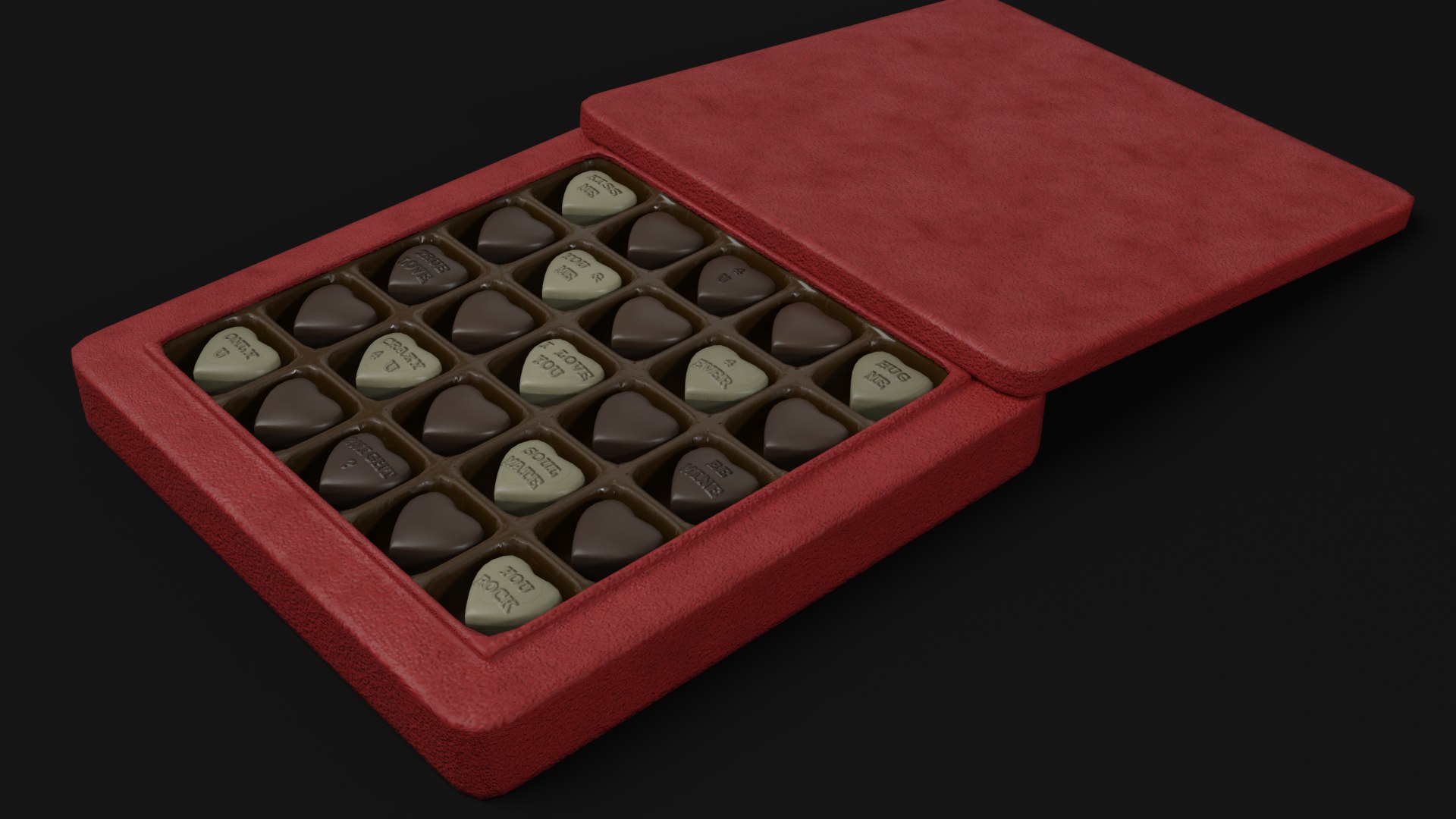 Heart Shape Chocolates With Text Low-Poly PBR 3D Model 3D Model ...