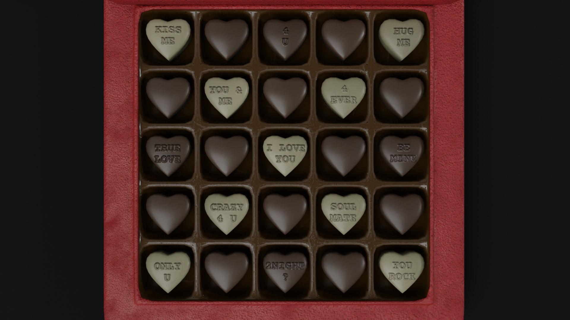 Heart Shape Chocolates With Text Low-Poly PBR 3D Model 3D Model ...