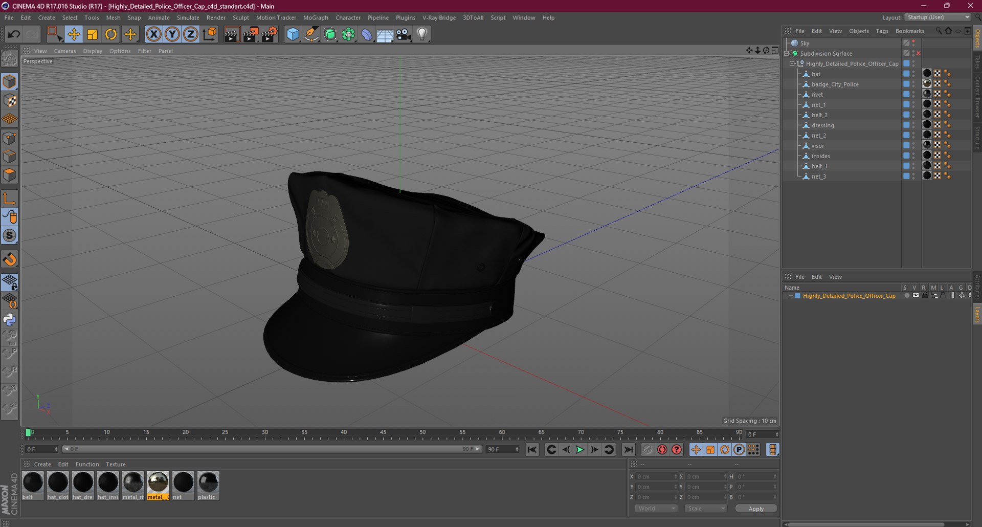 3D Highly Detailed Police Officer Cap - TurboSquid 2250055