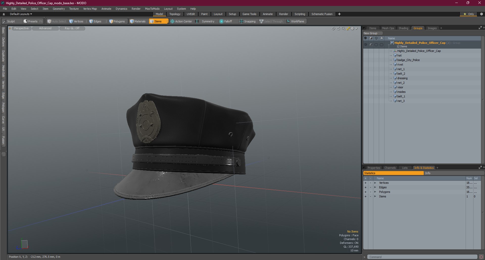 3D Highly Detailed Police Officer Cap - TurboSquid 2250055