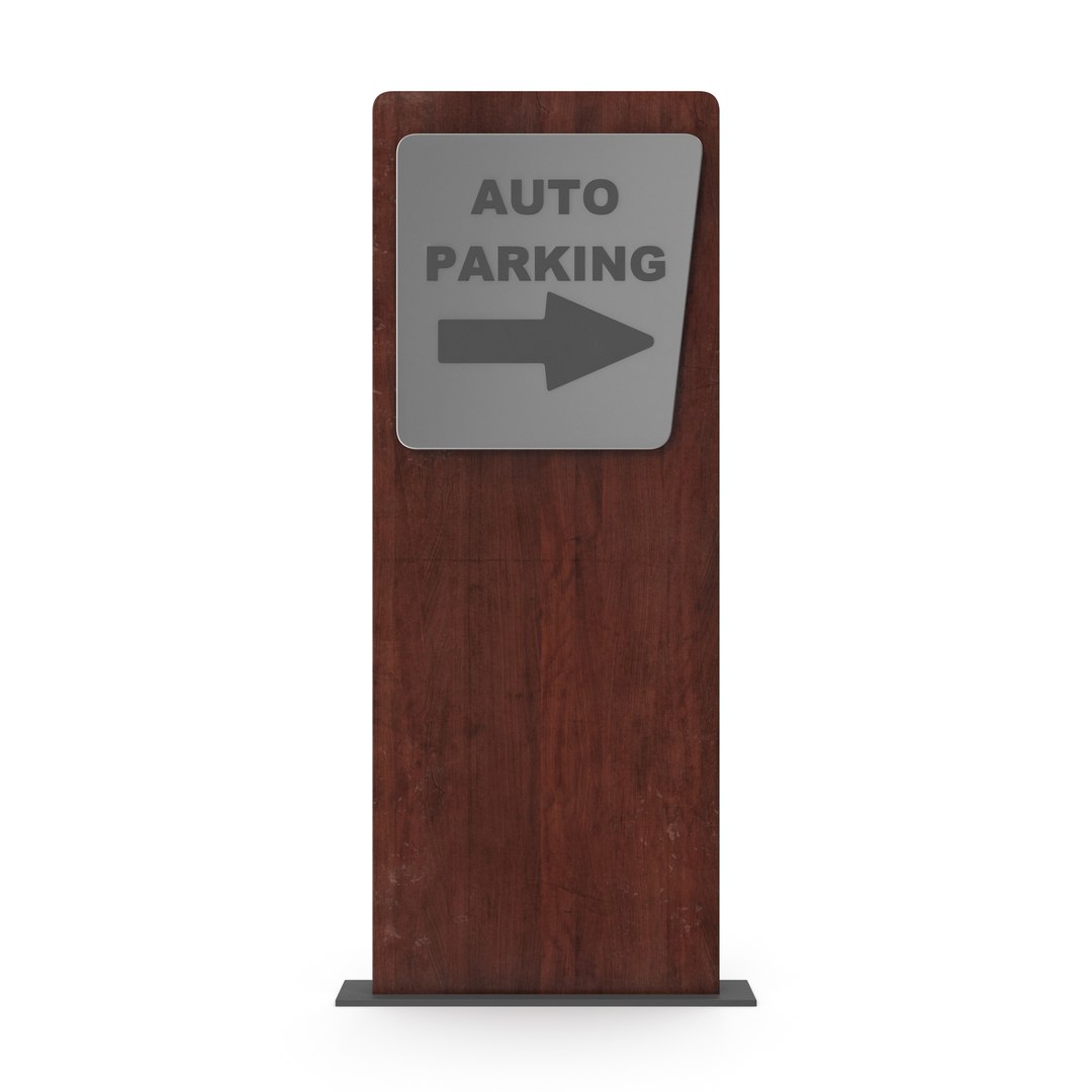 Wooden Totem Parking Directional Sign With Metal Details 3D Model ...