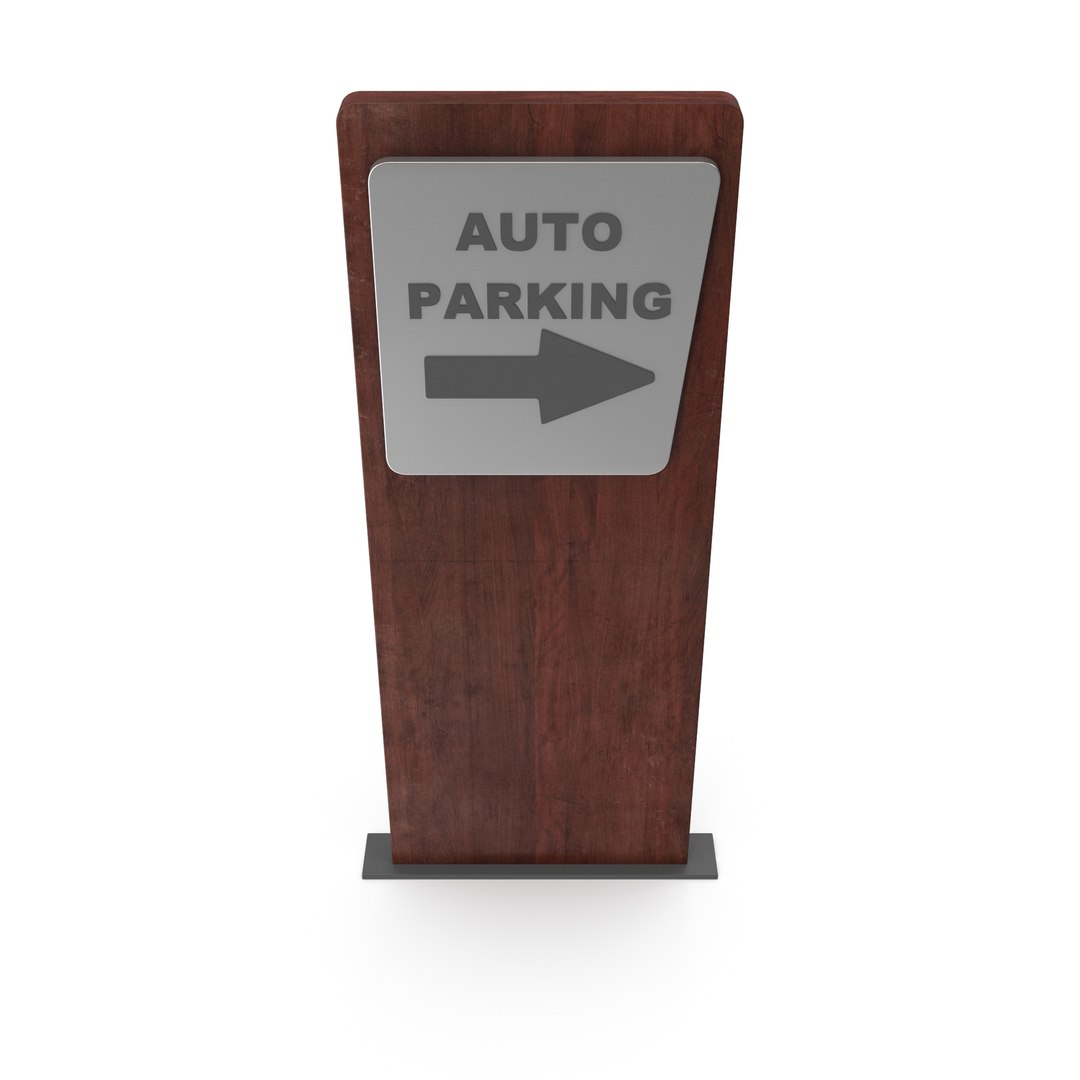 Wooden Totem Parking Directional Sign With Metal Details 3D Model ...