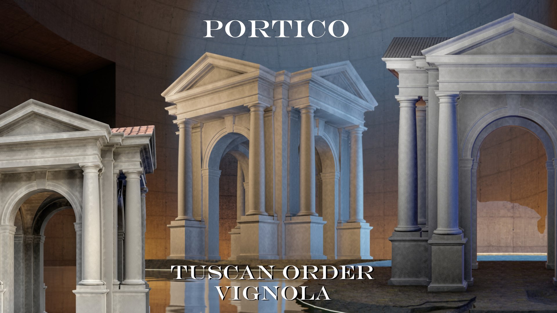 3D Arched Portico In Tuscan Order Freestanding Columns Pedestal - TurboSquid 1996928