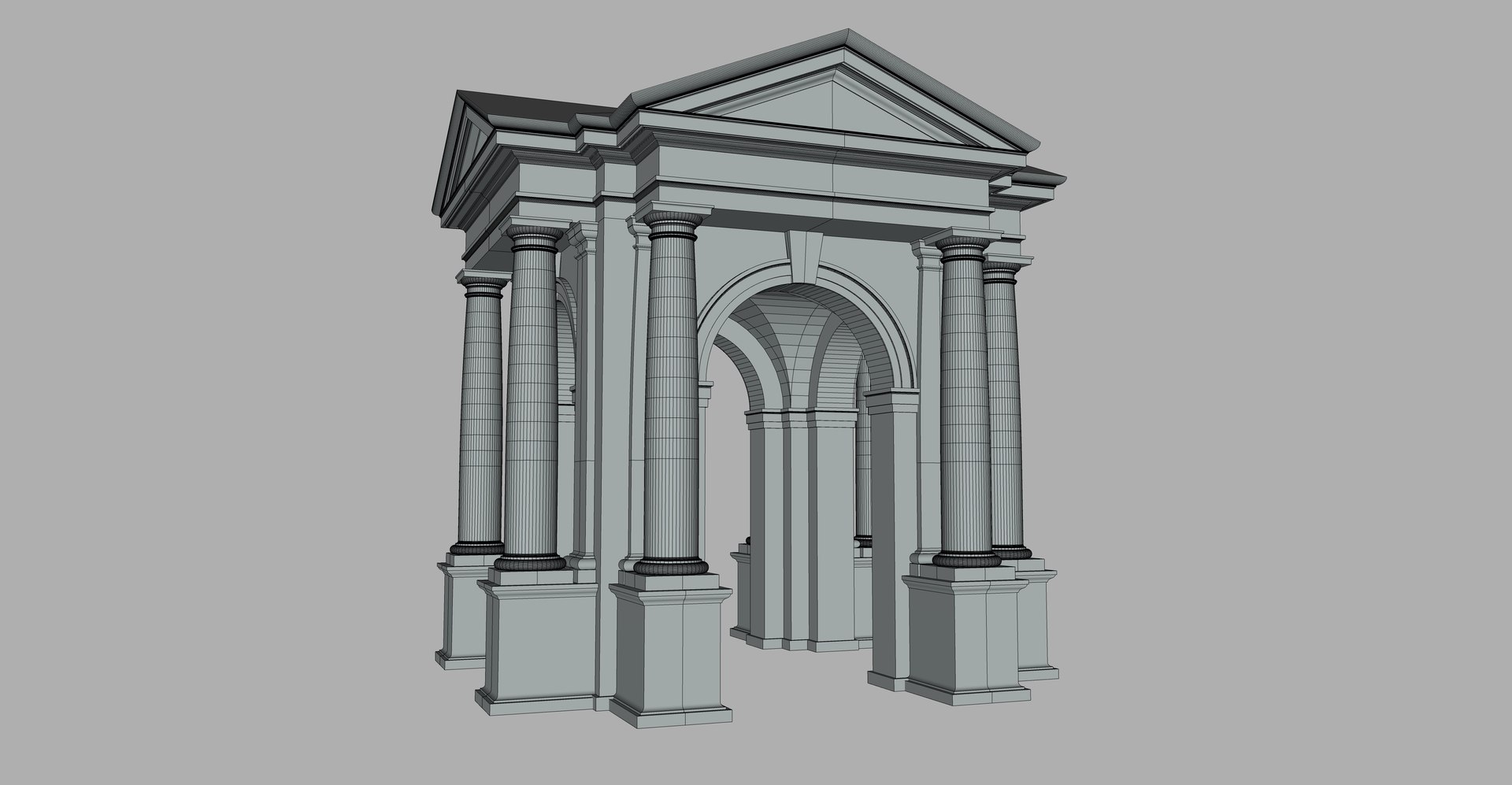3D Arched Portico In Tuscan Order Freestanding Columns Pedestal ...