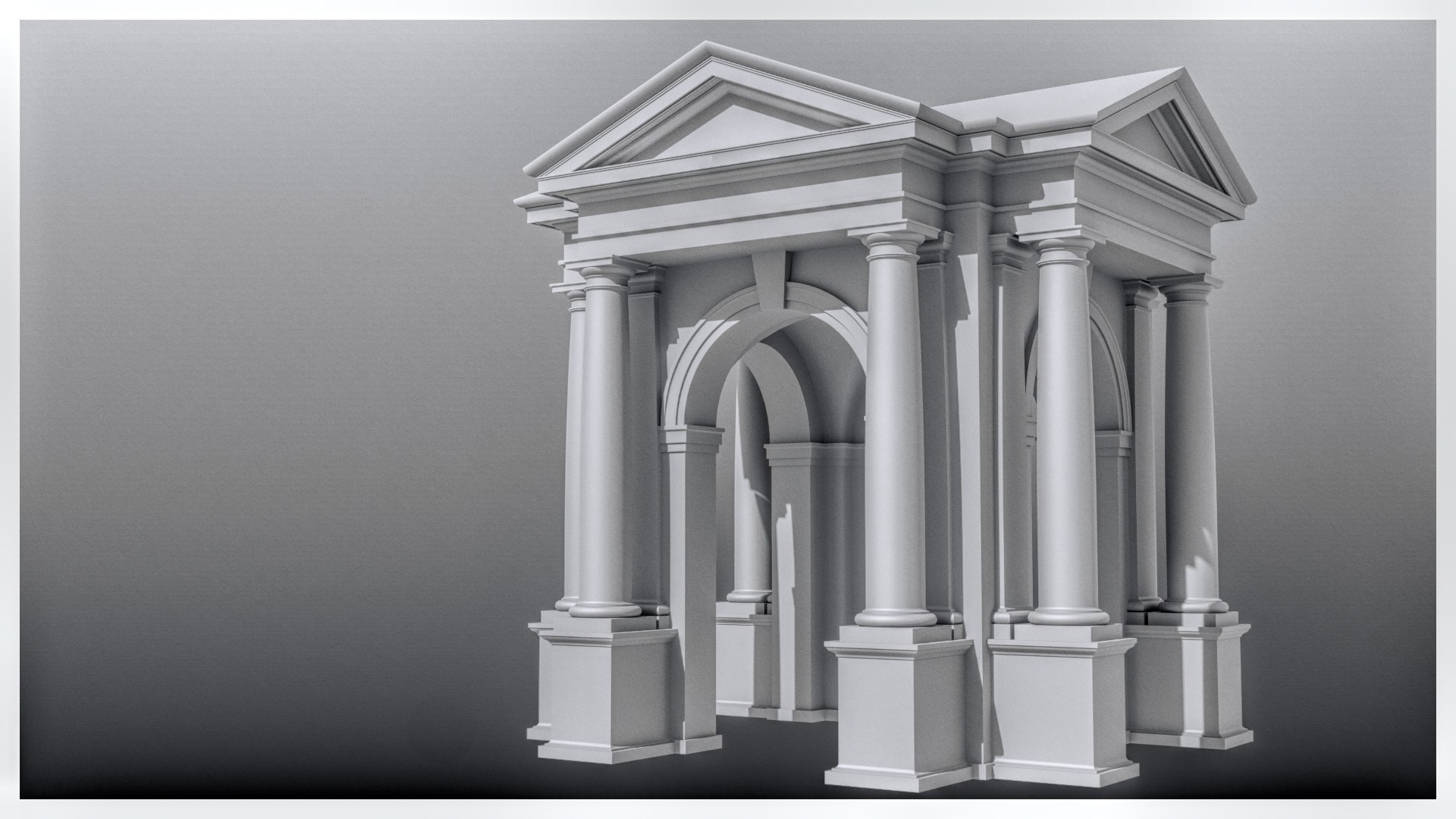 3D Arched Portico In Tuscan Order Freestanding Columns Pedestal ...