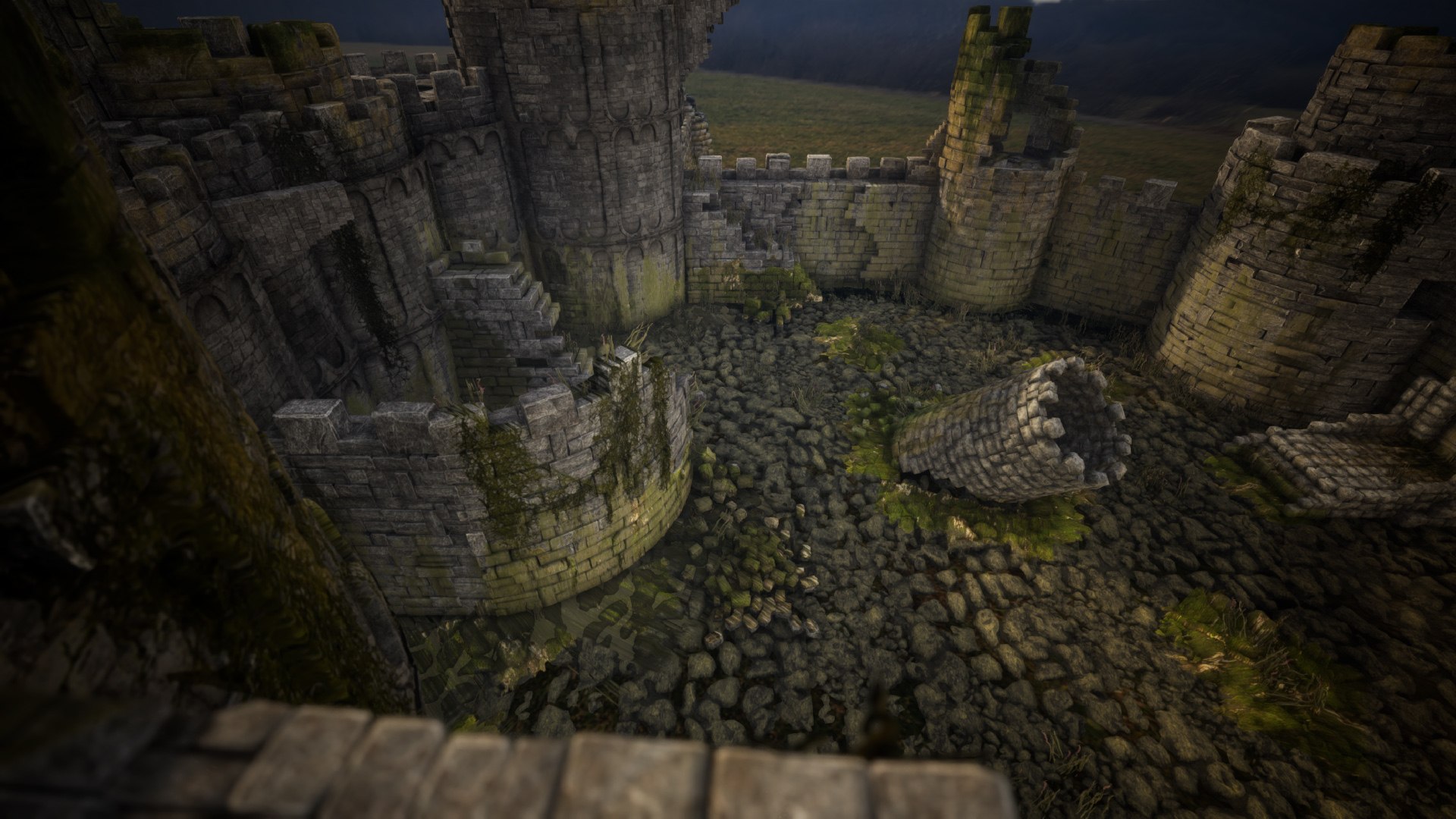 3D Overgrown Medieval Castle Walls Towers 40 Assets Model - TurboSquid ...