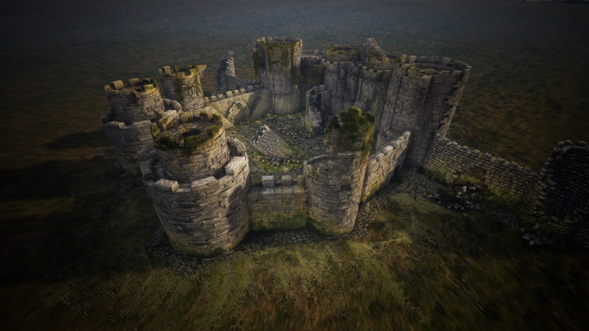 3D Overgrown Medieval Castle Walls Towers 40 Assets Model - TurboSquid ...