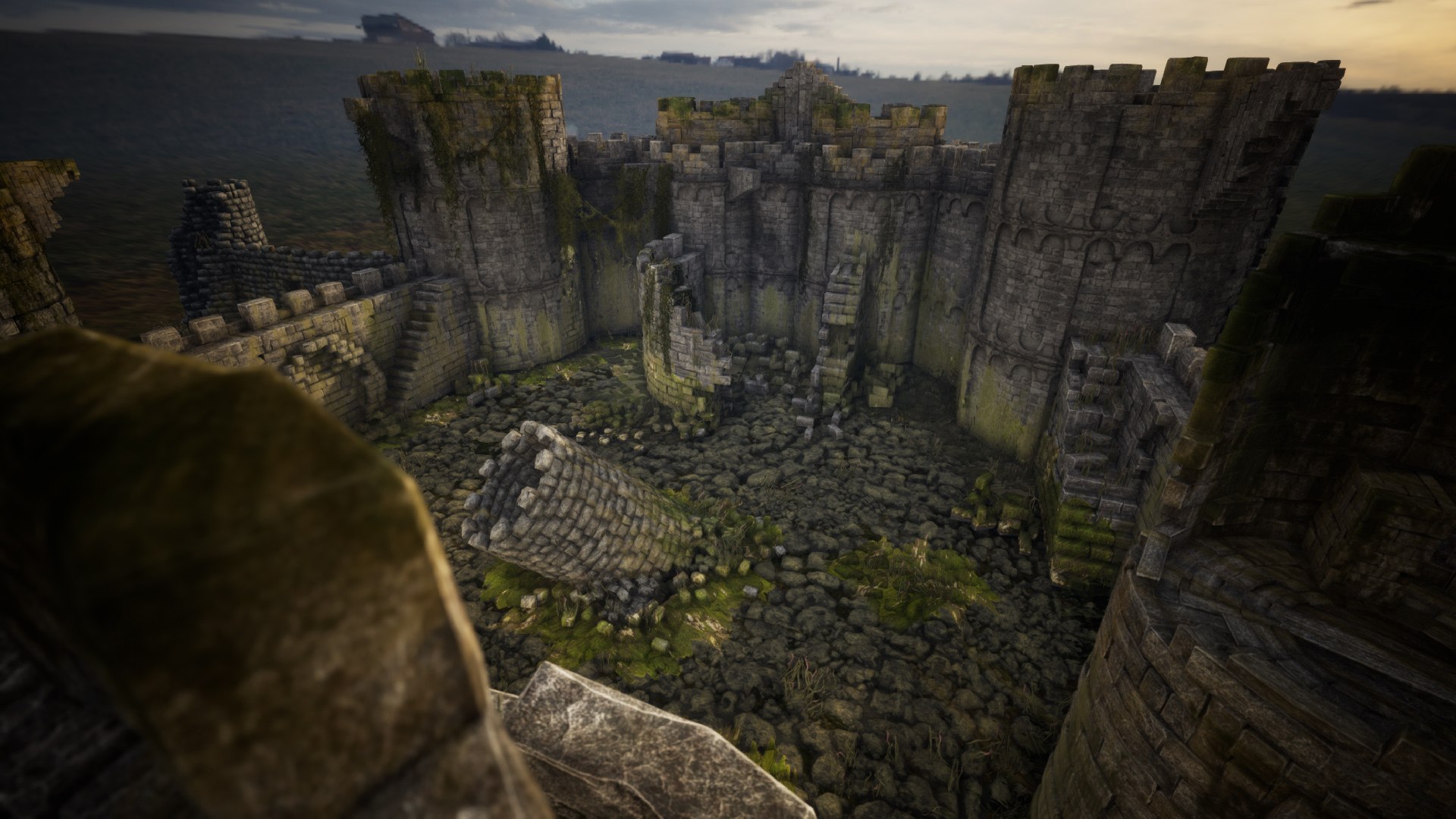 3D Overgrown Medieval Castle Walls Towers 40 Assets Model - TurboSquid ...