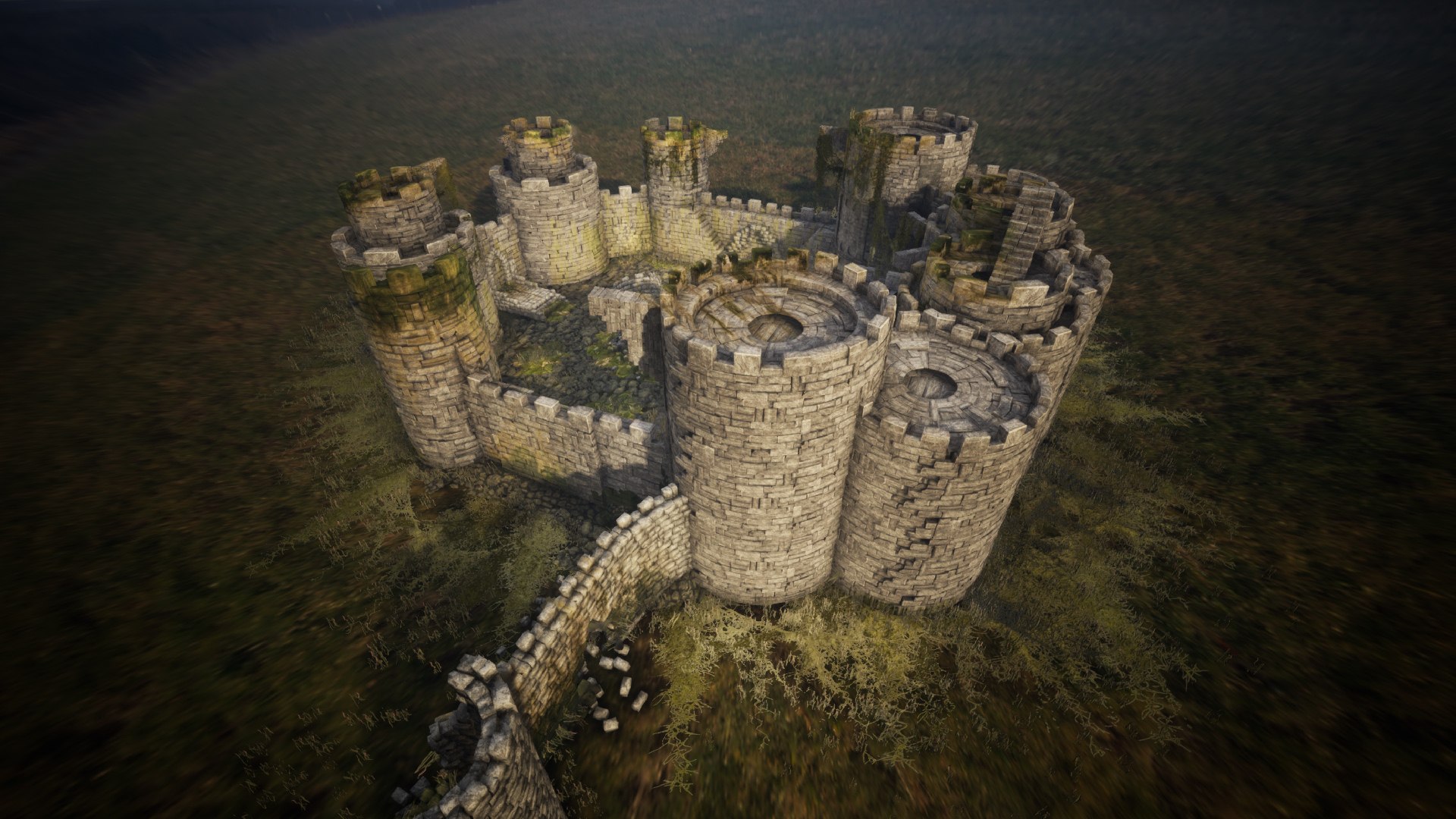 3D Overgrown Medieval Castle Walls Towers 40 Assets Model - TurboSquid ...