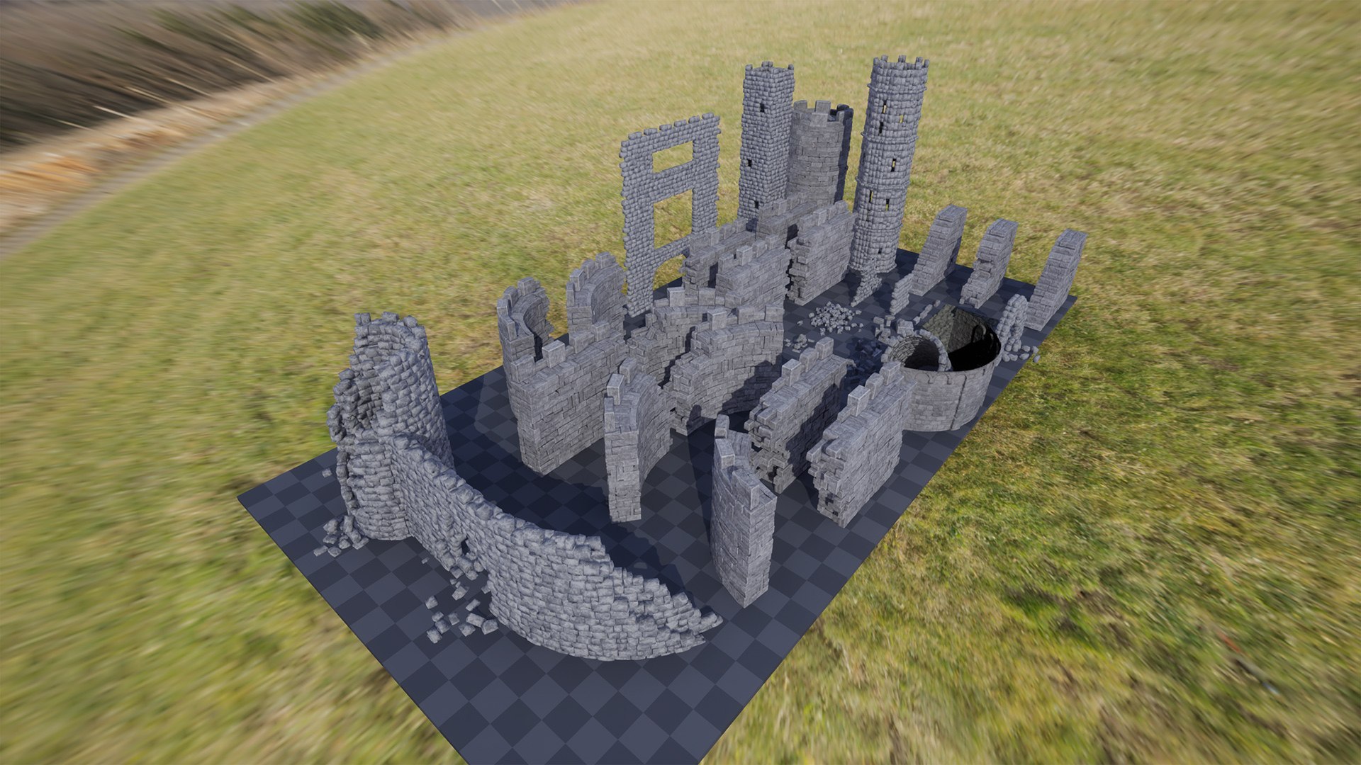 3D Overgrown Medieval Castle Walls Towers 40 Assets Model - TurboSquid ...
