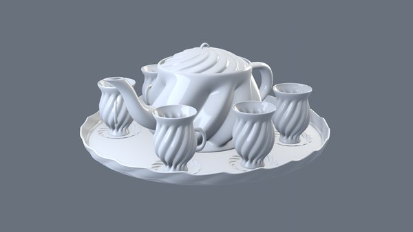 3D White Porcelain tea set - TurboSquid 2040683