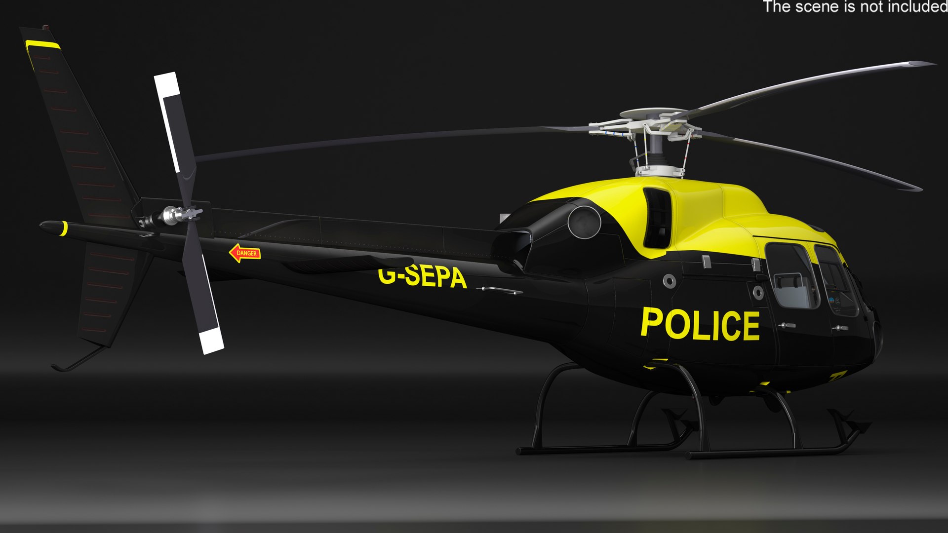 Police Helicopter Eurocopter AS 355 Rigged For Maya 3D Model ...