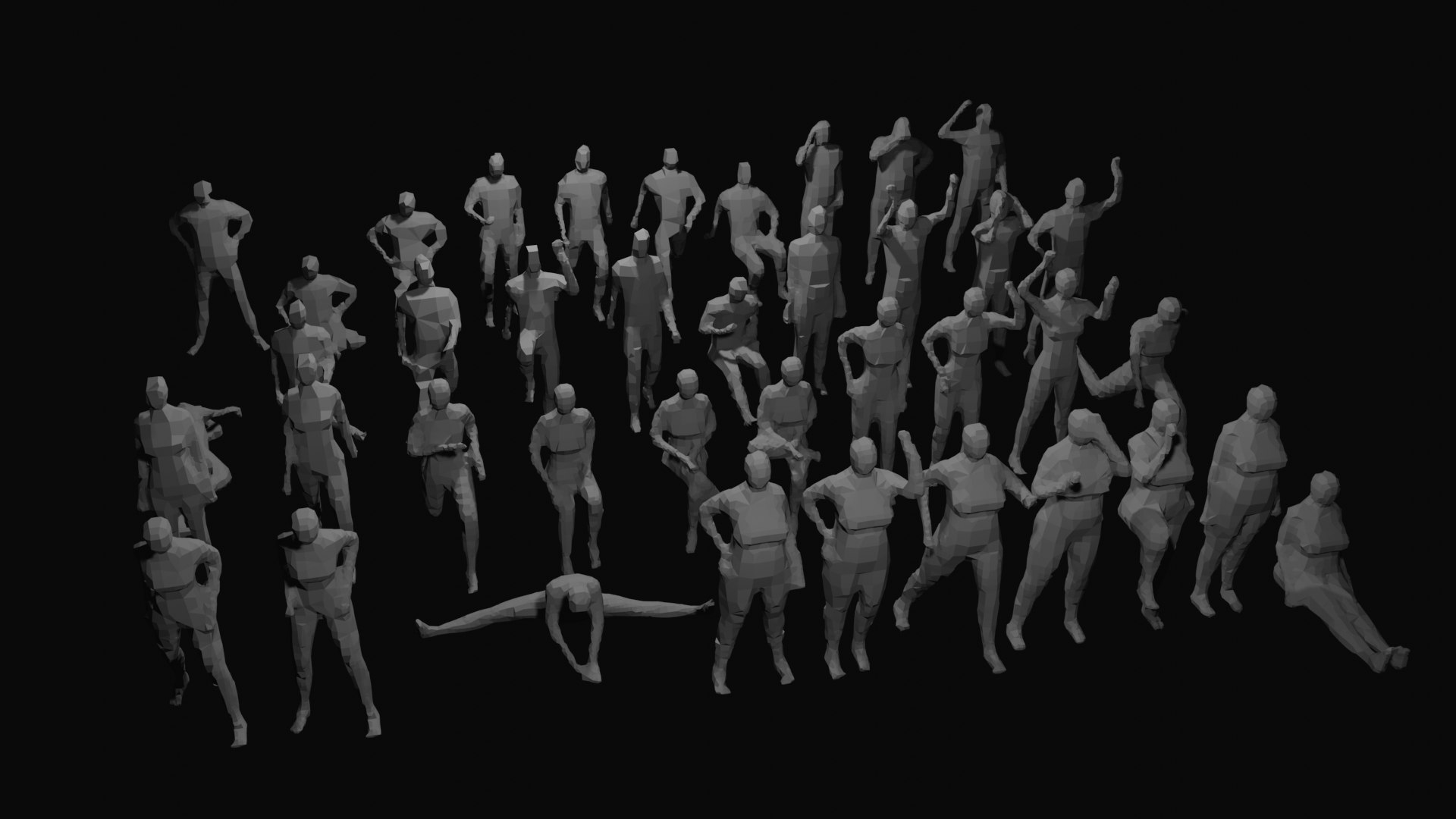 Low Poly Posed People Pack 3D Model - TurboSquid 2170850