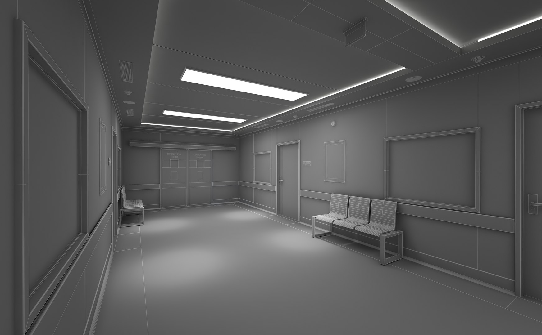 Hospital hallway corridor 3D model - TurboSquid 1383916
