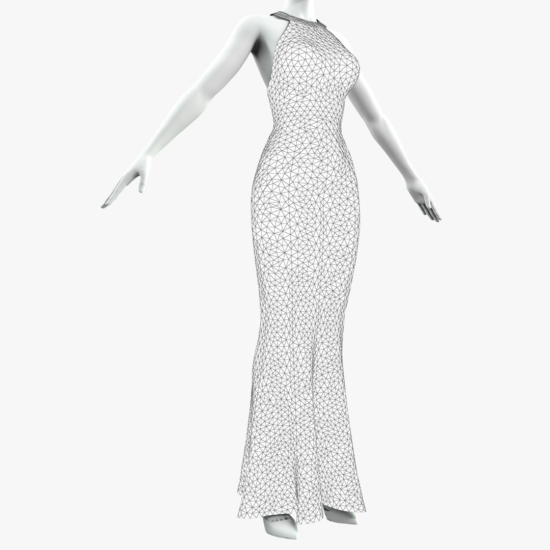 3D Lace Dress Model - TurboSquid 1432051
