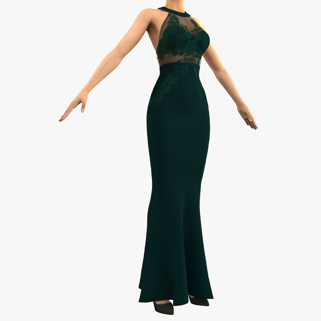 3D Lace Dress Model - TurboSquid 1432051