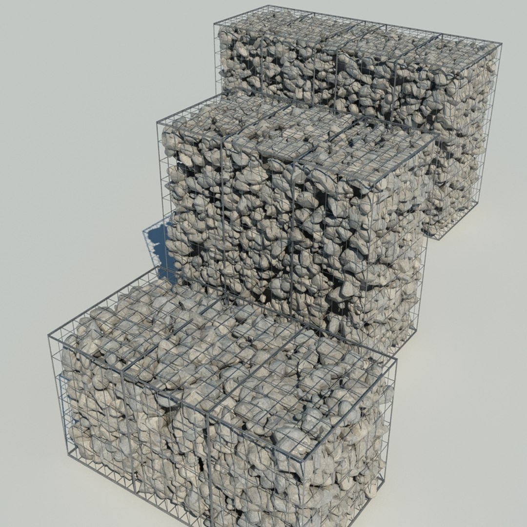 gabion stone walls 3d model