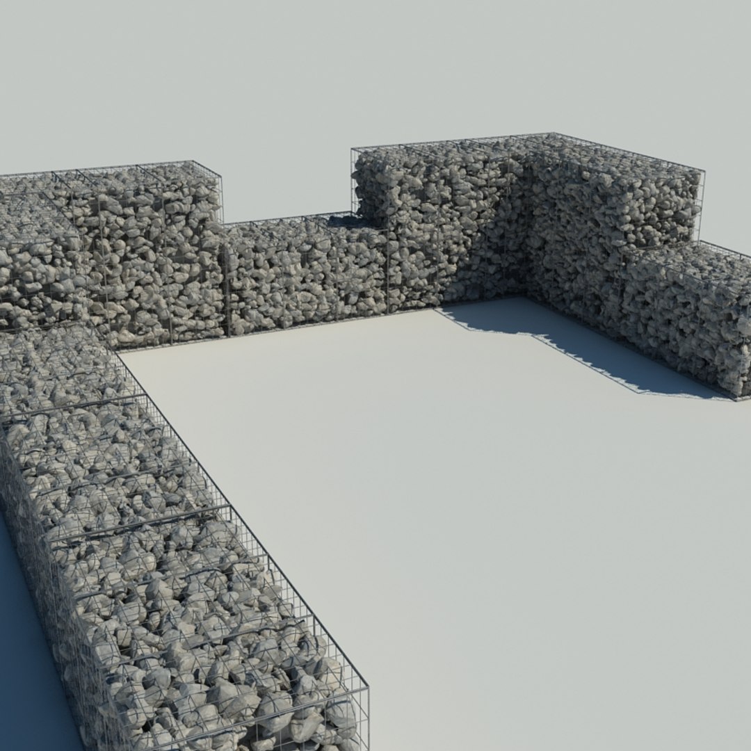 gabion stone walls 3d model