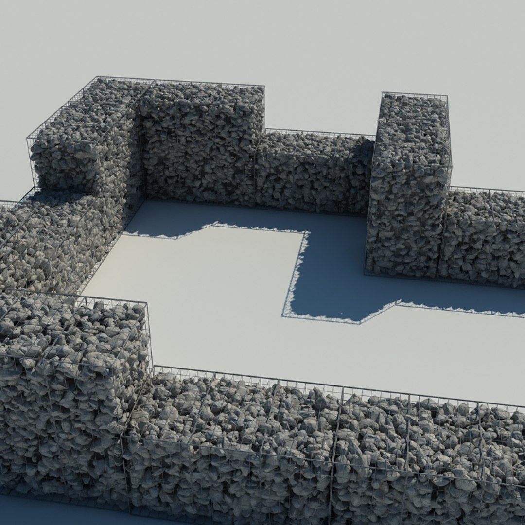 gabion stone walls 3d model