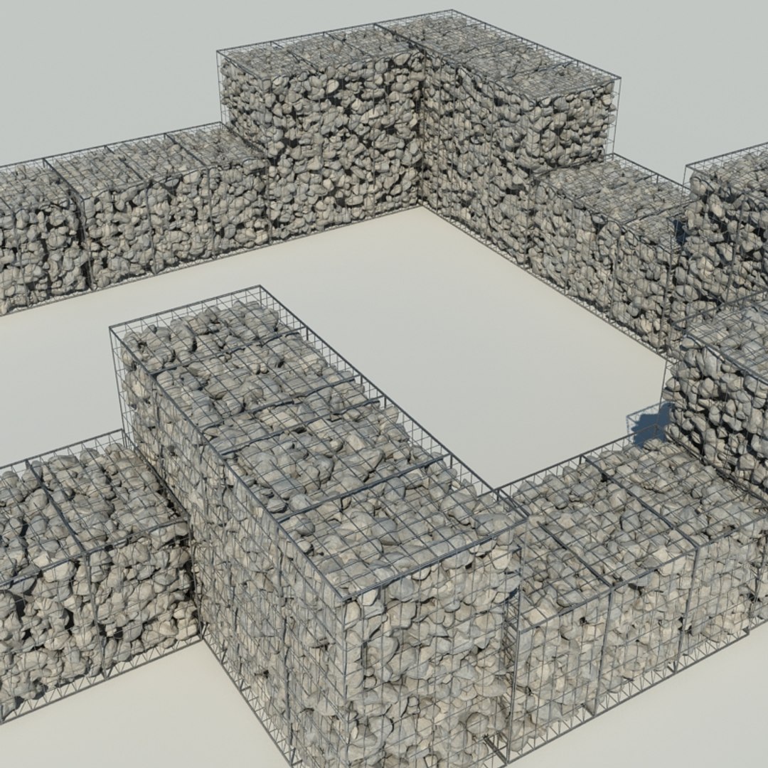 gabion stone walls 3d model